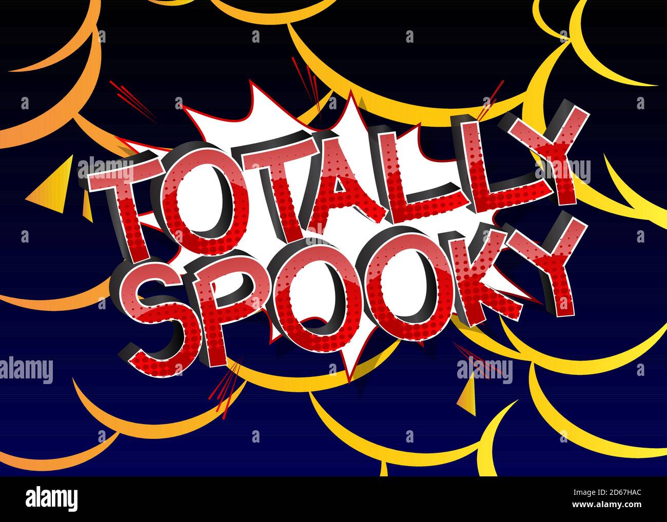 Totally Spooky Comic book style cartoon words on abstract colorful ...