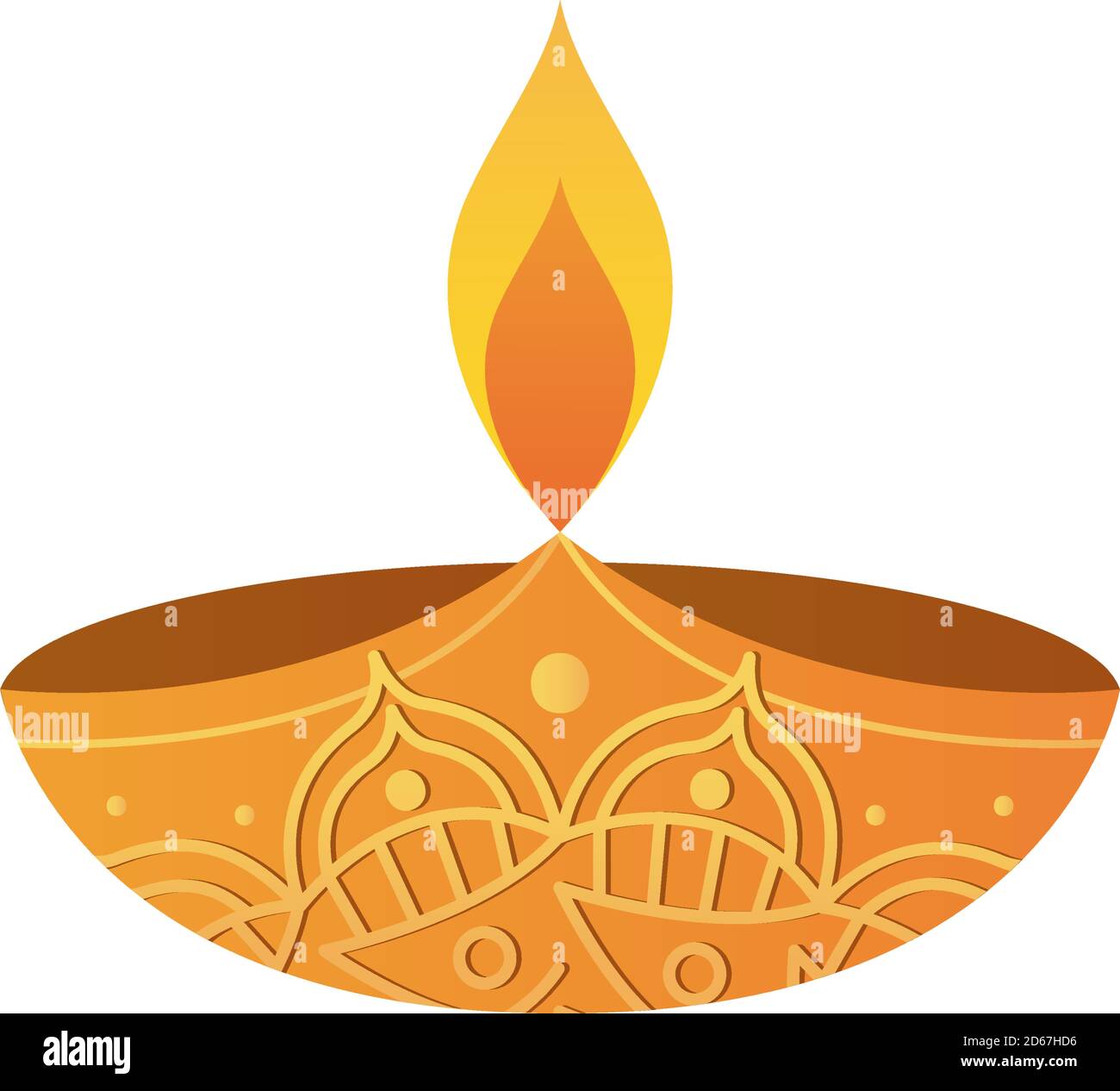 diwali yellow diya icon over white background, flat style, vector ...