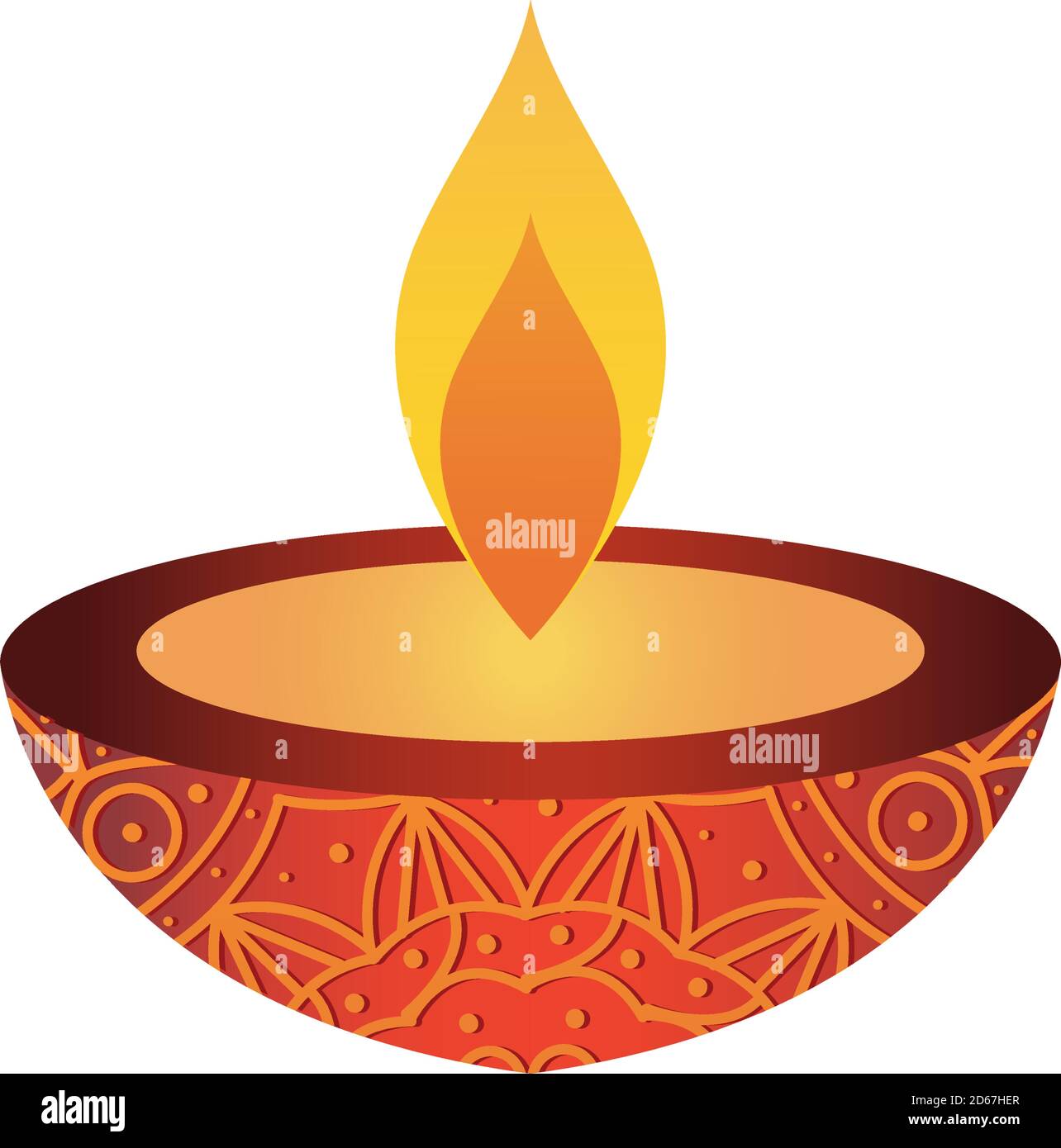 diwali red diya icon over white background, flat style, vector ...
