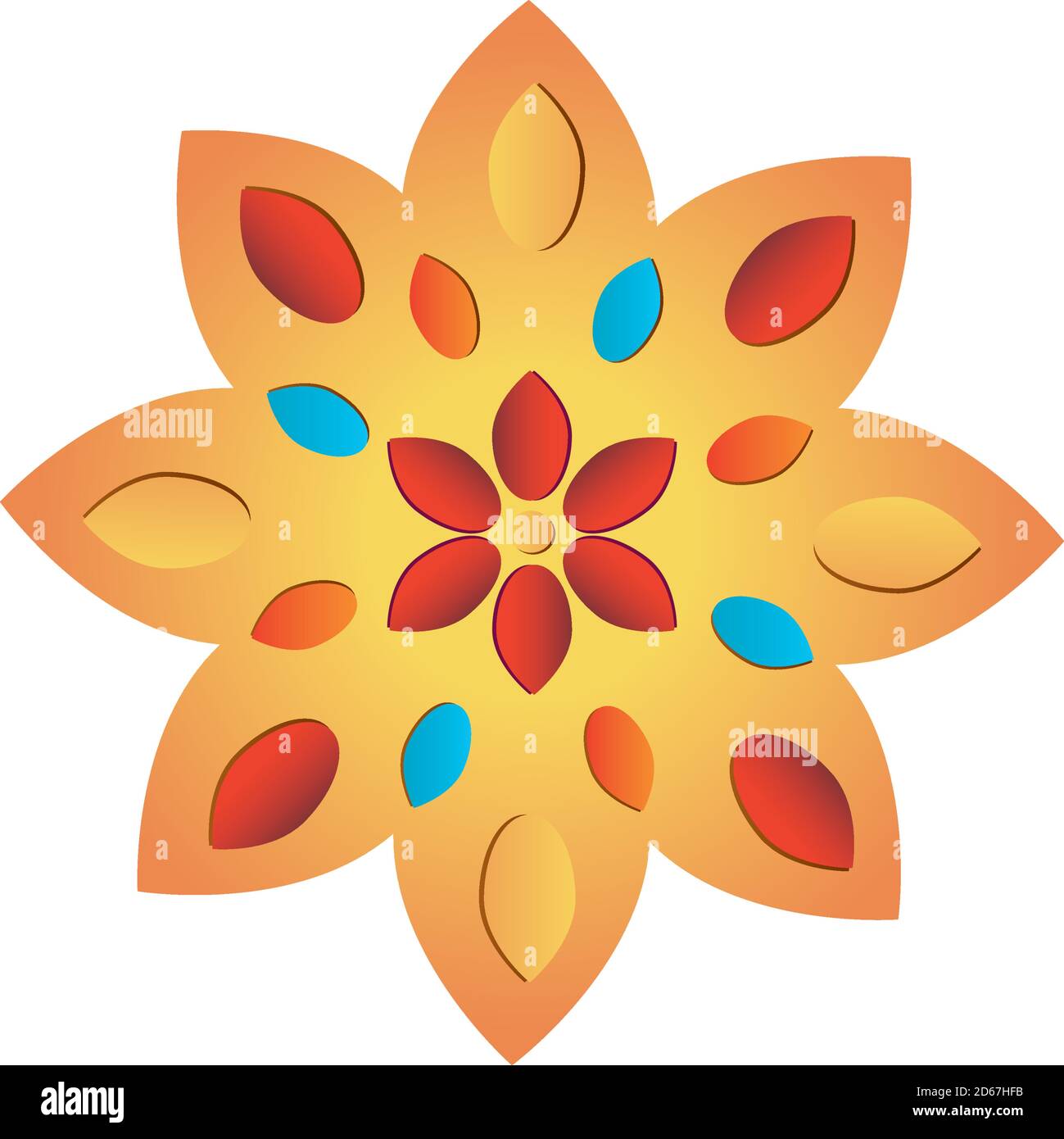 colorful rangoli icon over white background, flat style, vector ...