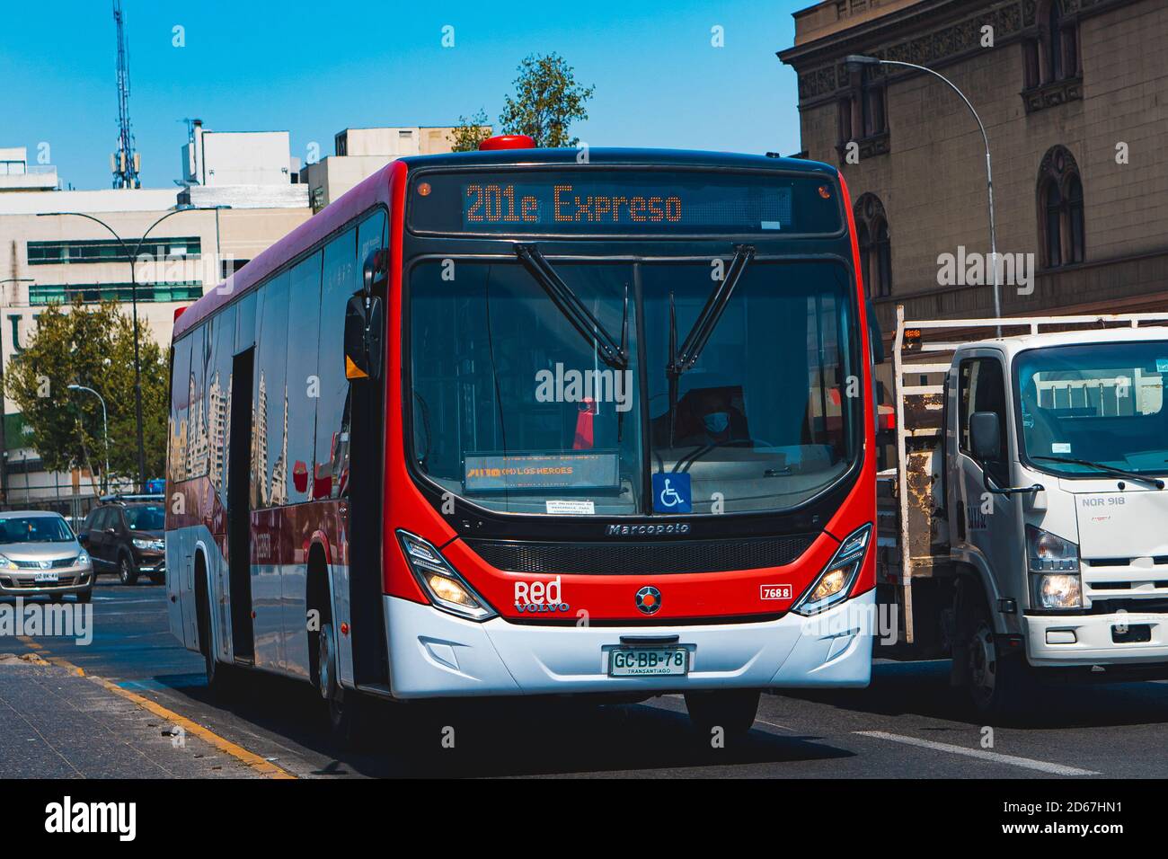 Santiago, Chile - September 2020: A Transantiago / Red Movilidad bus in ...