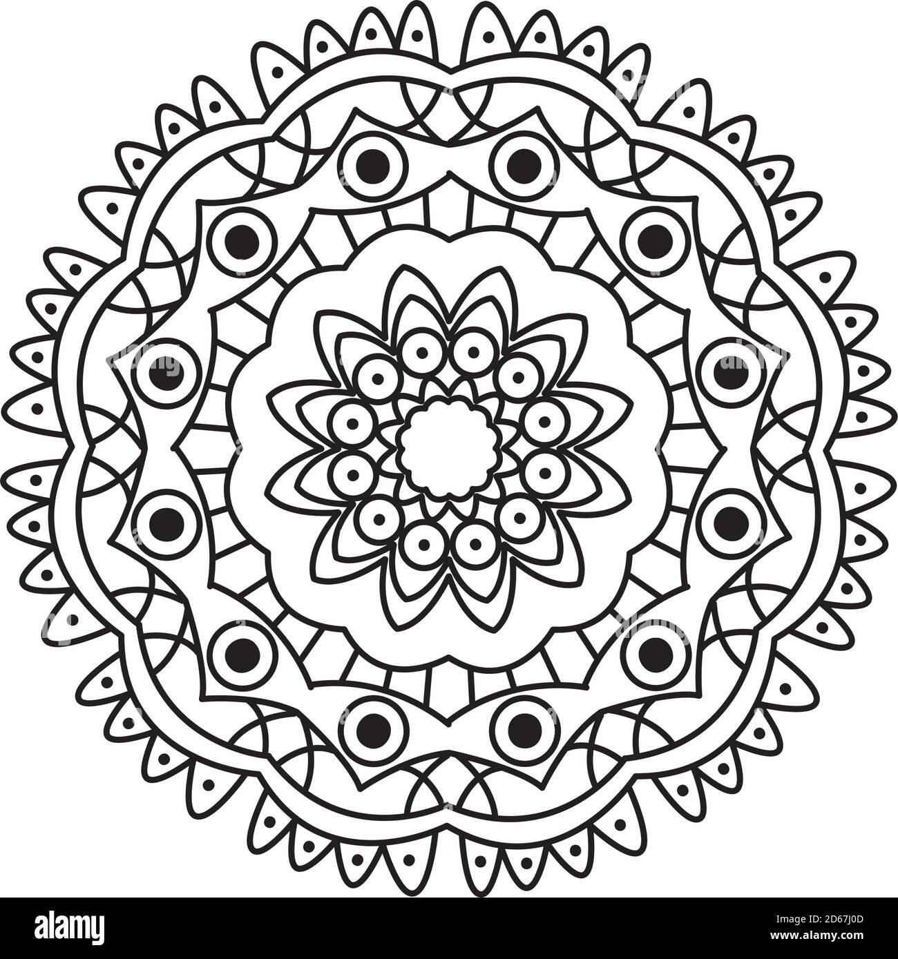 floral mandala icon over white background, line style, vector ...