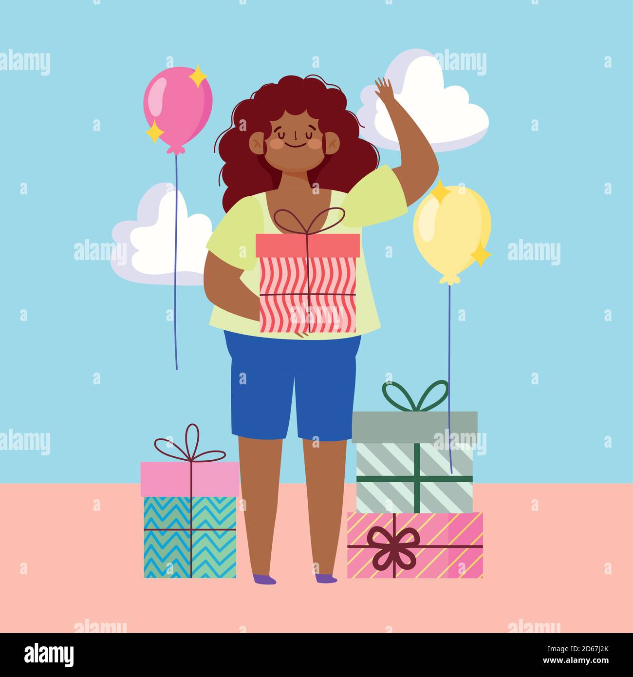 Woman holding many gifts Stock Vector Images - Alamy