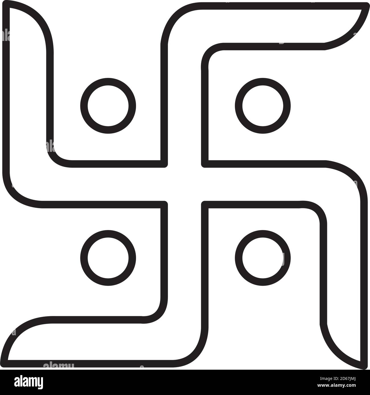 Hindu Swastika Icon Over White Background Line Style Vector