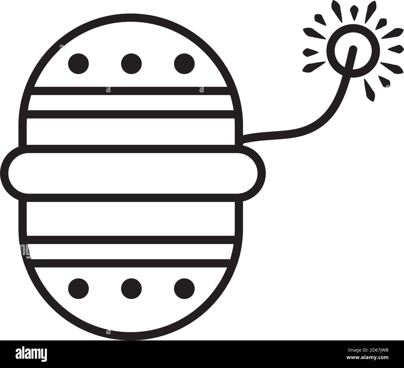 diwali bomb cracker icon over white background, line style, vector ...
