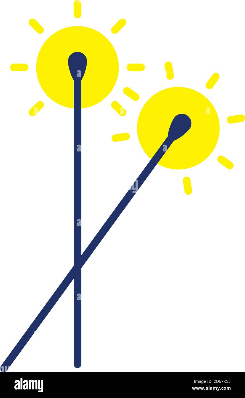 diwali sparkle sticks icon over white background, flat style, vector ...