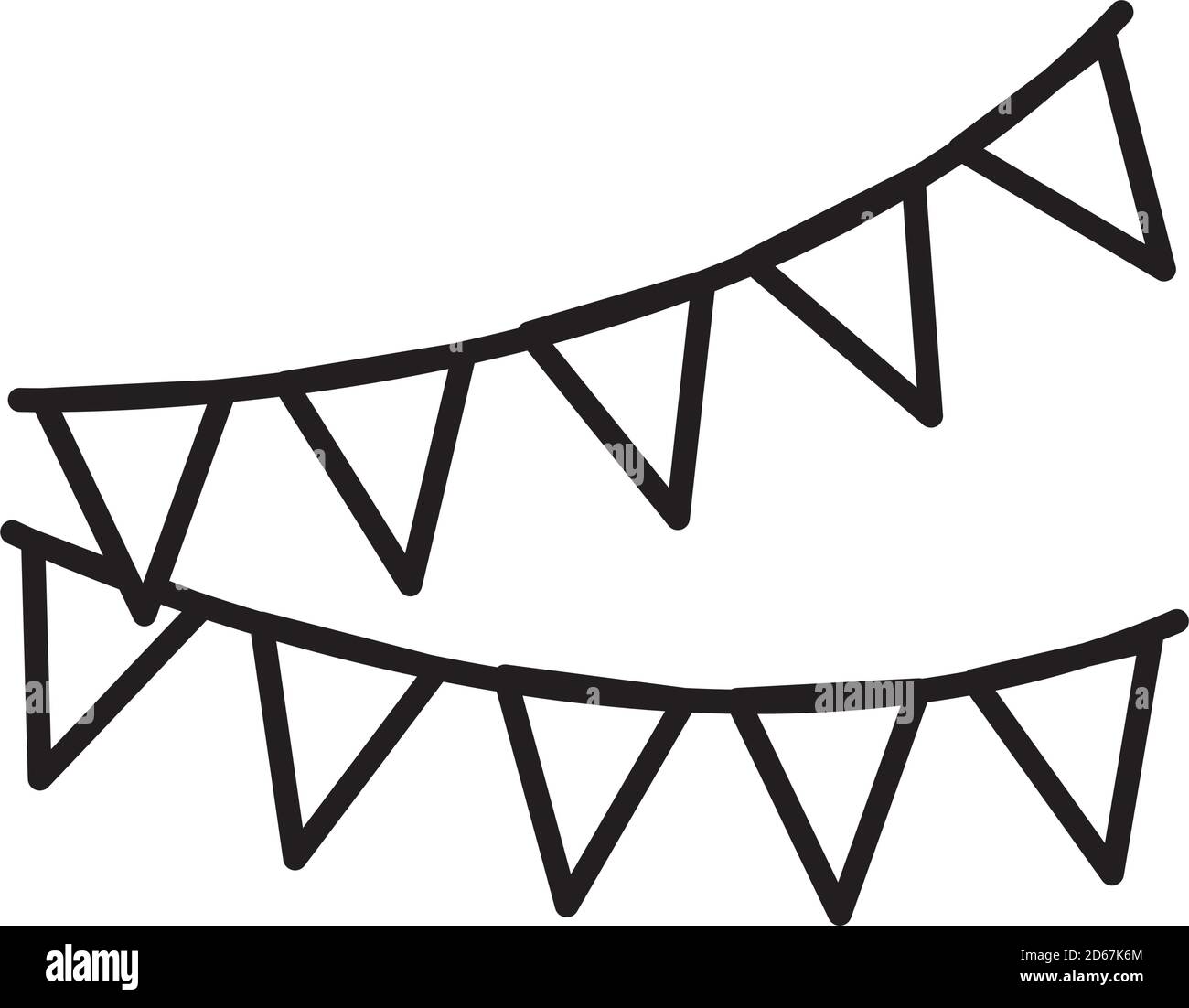 decorative pennants icon over white background, line style, vector ...