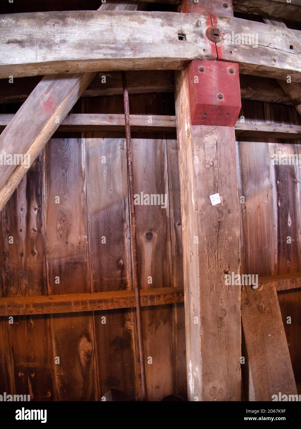 Close Up View of the Burr Arch Truss of a Restored Old 1844 Covered ...