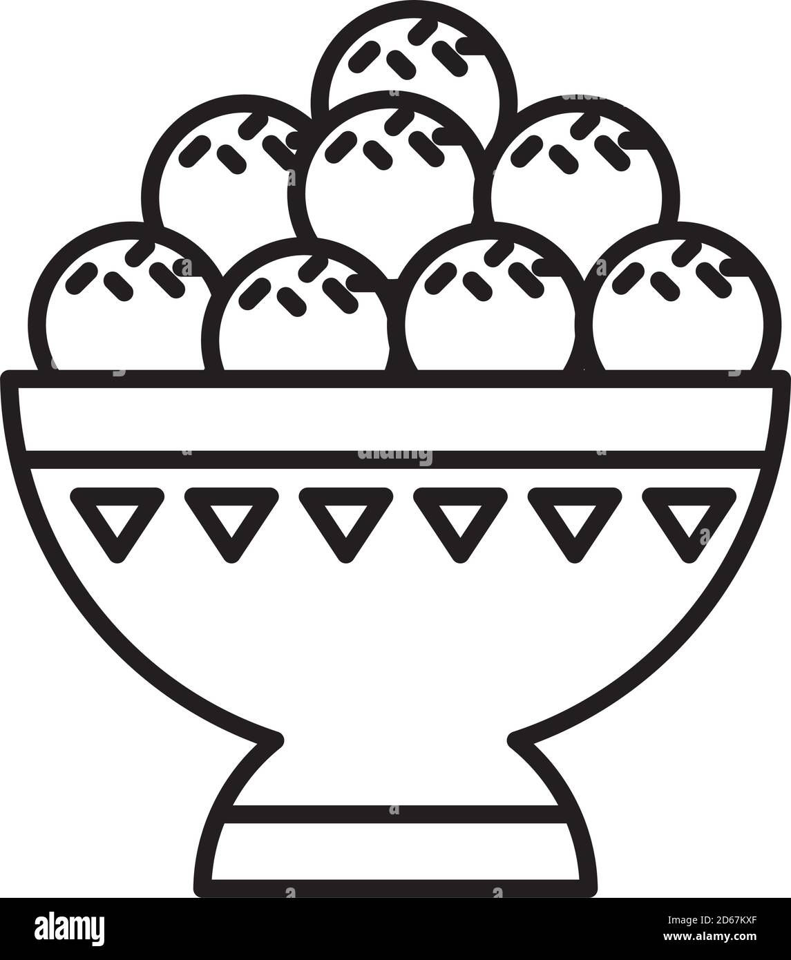diwali bowl with food icon over white background, line style, vector ...
