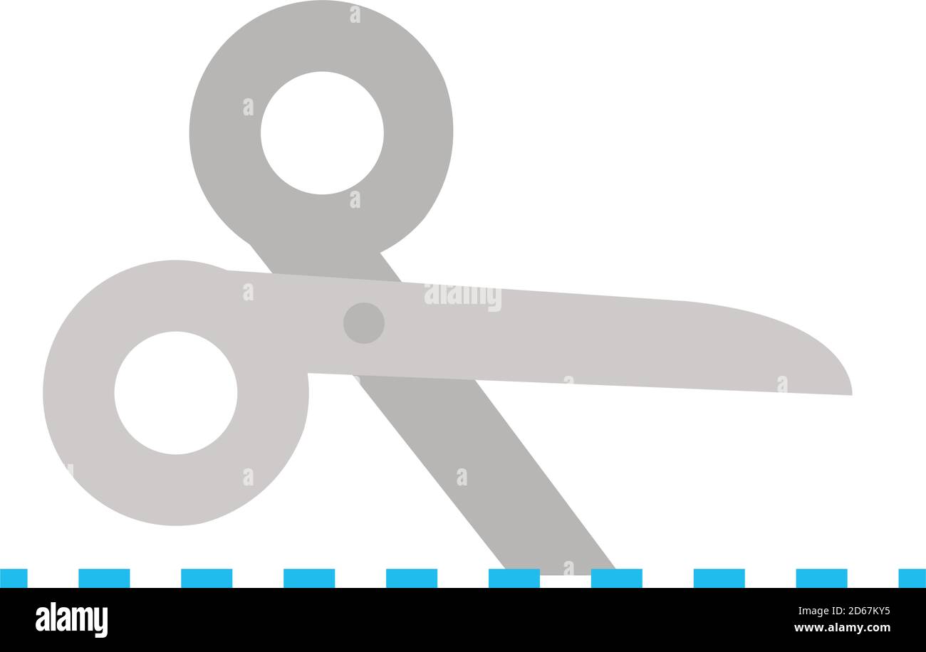 scissors with dotted line over white background, flat style, vector ...