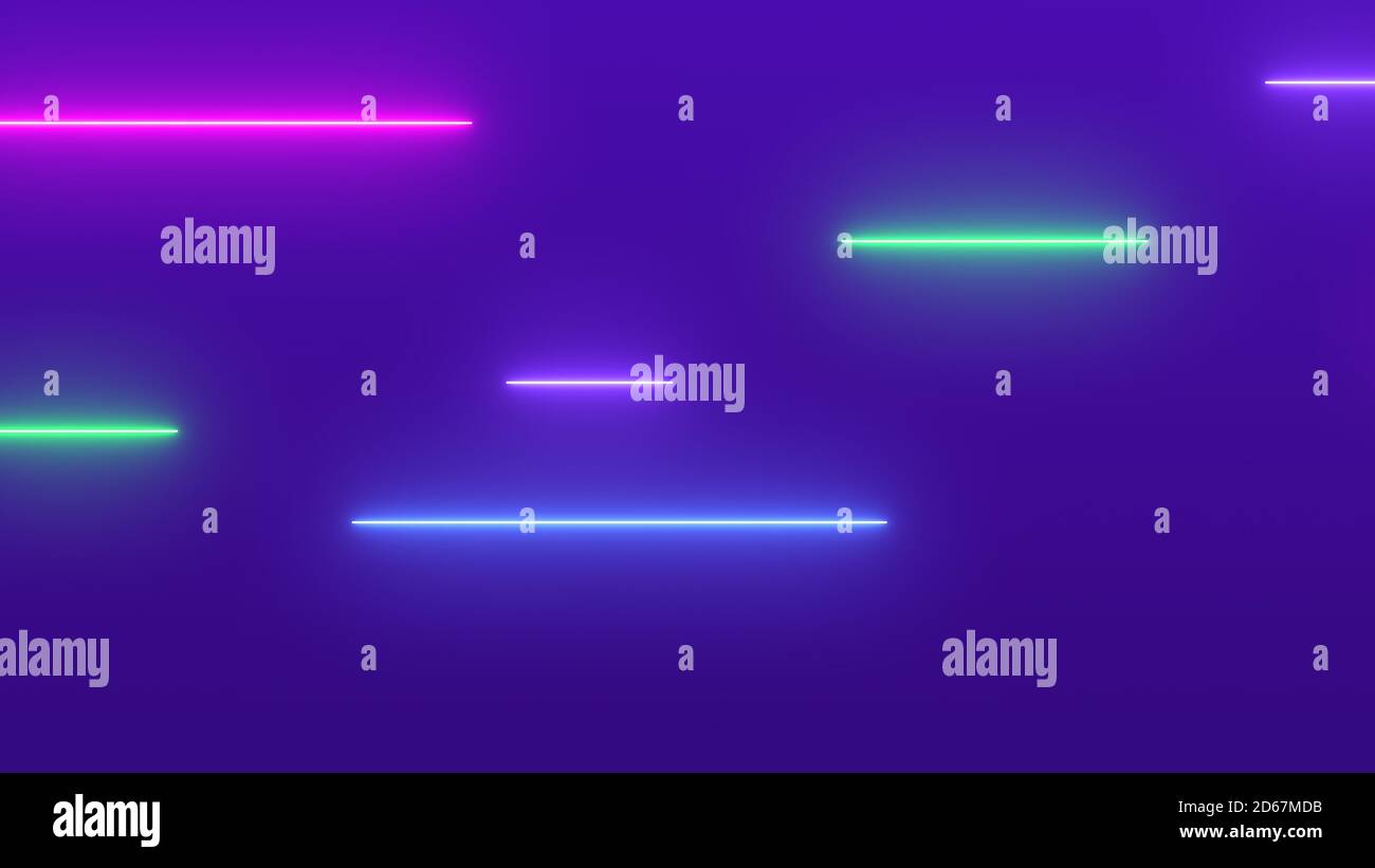 Neon multicolored glowing lines on a purple background Stock Photo - Alamy