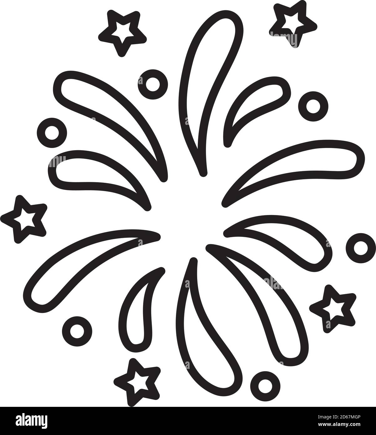 firework sparks icon over white background, line style, vector ...