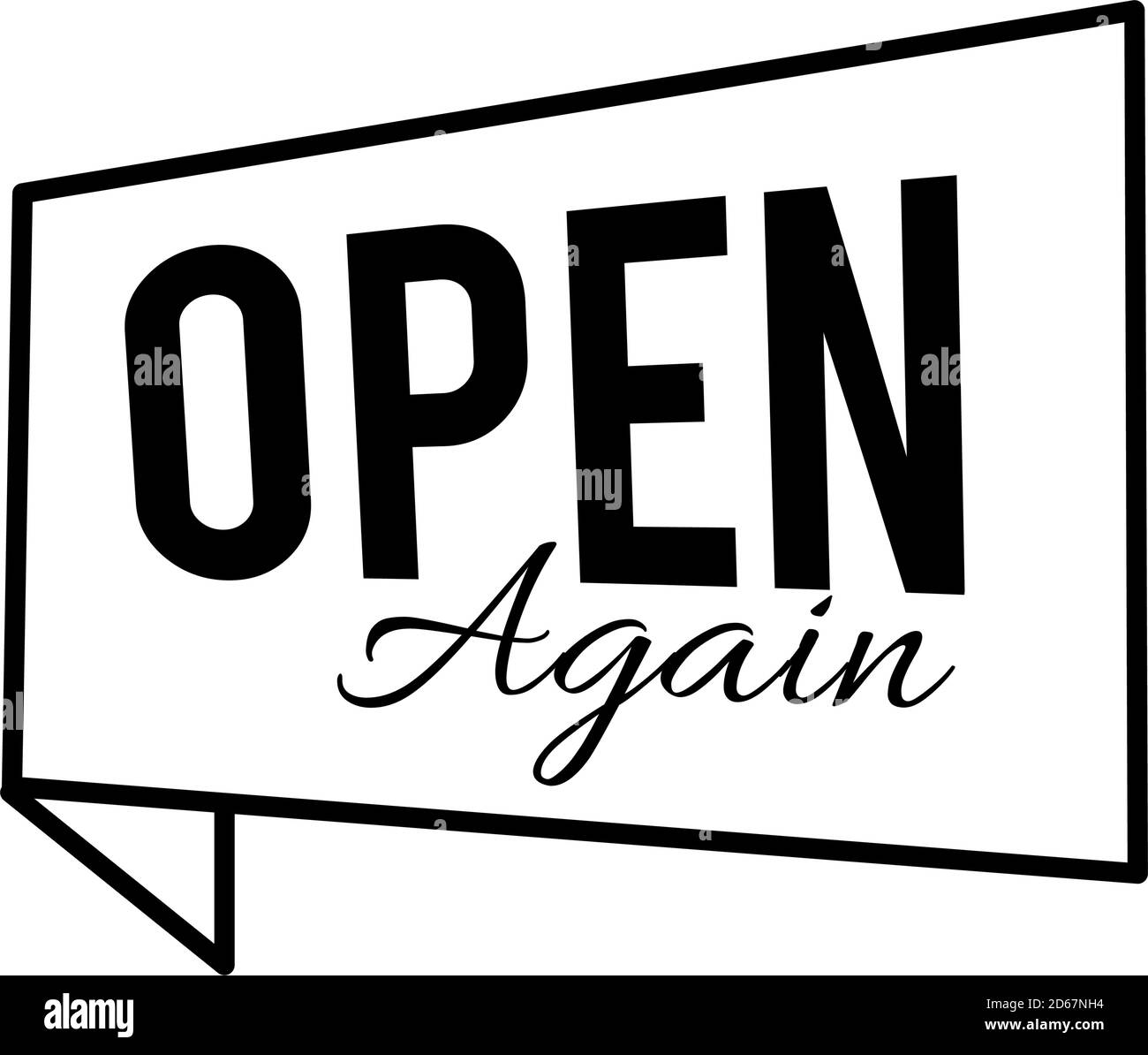 open again sign icon over white background, line style, vector ...