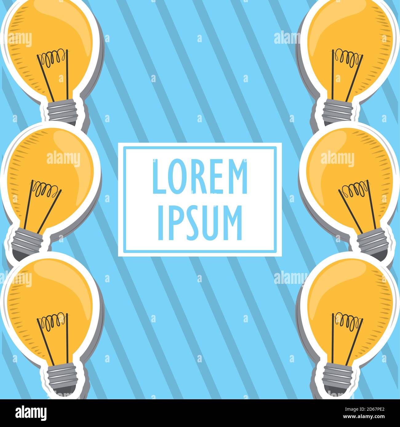 stickers light bulb creative idea stripes background design vector ...