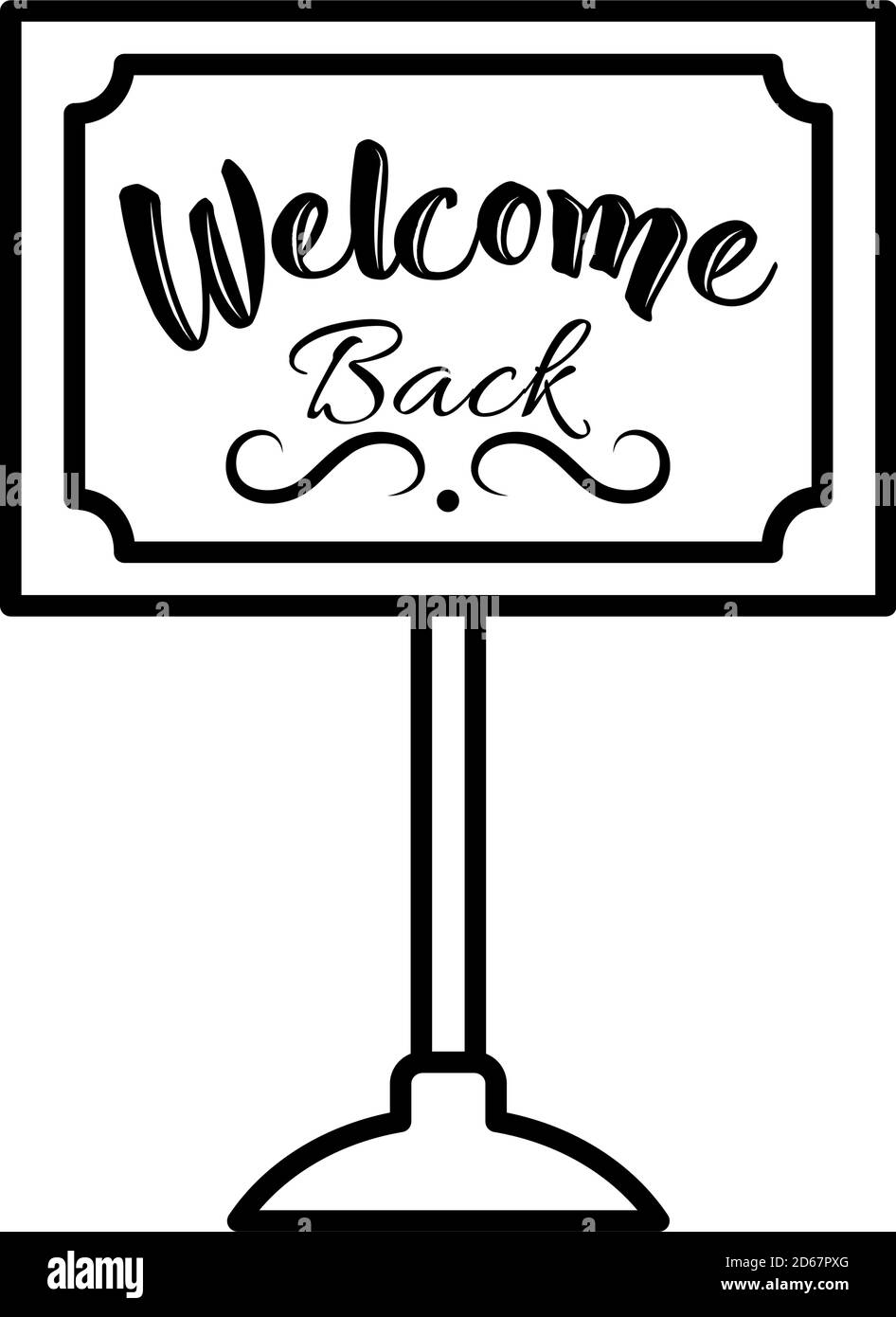restaurant welcome back sign icon over white background, line style ...