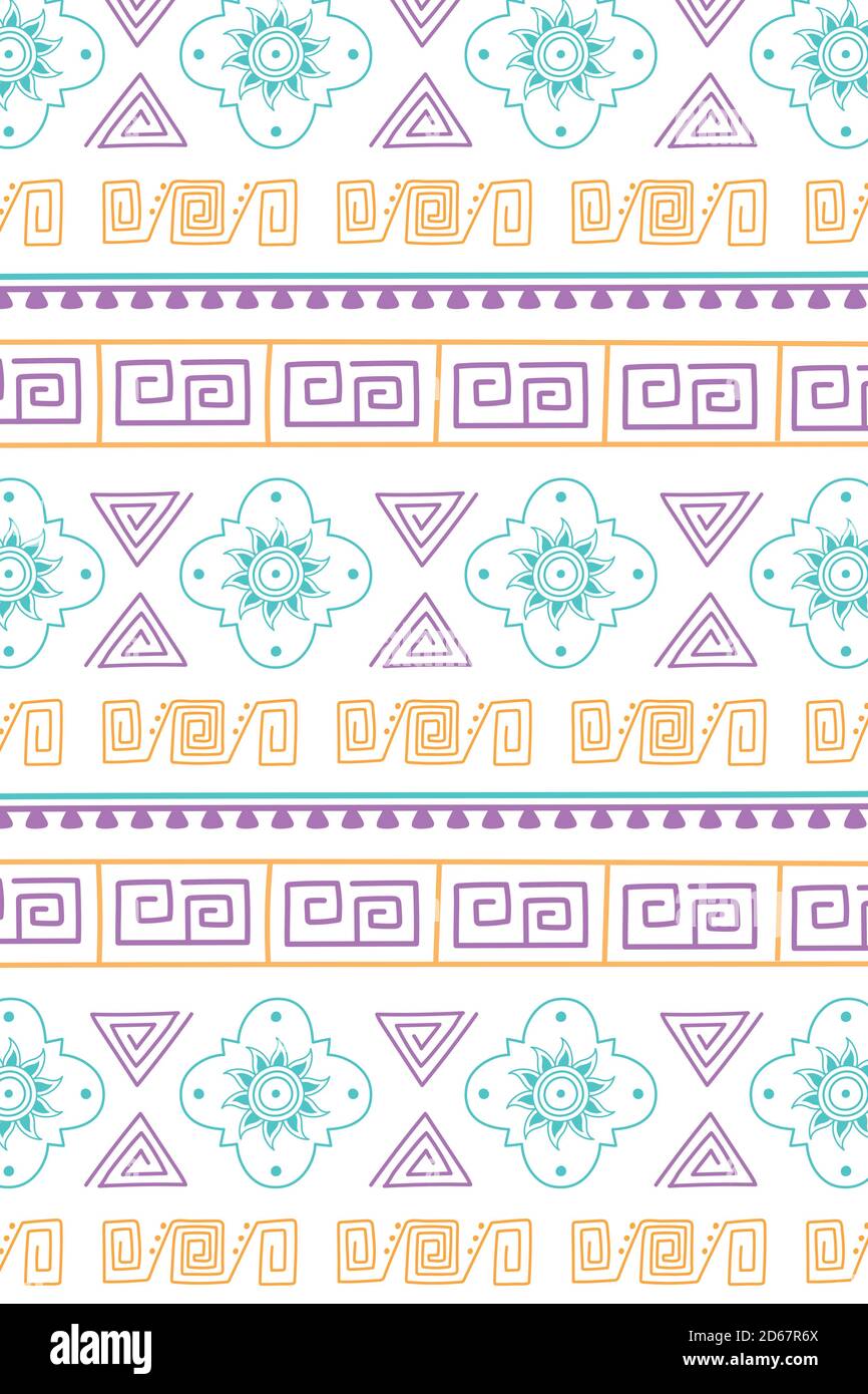 ethnic handmade, background motif native geometric and floral vector ...