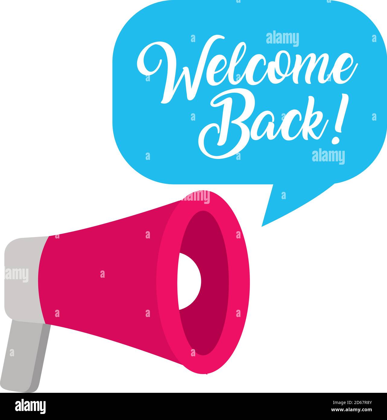 megaphone with welcome back speech buuble sign over white background ...