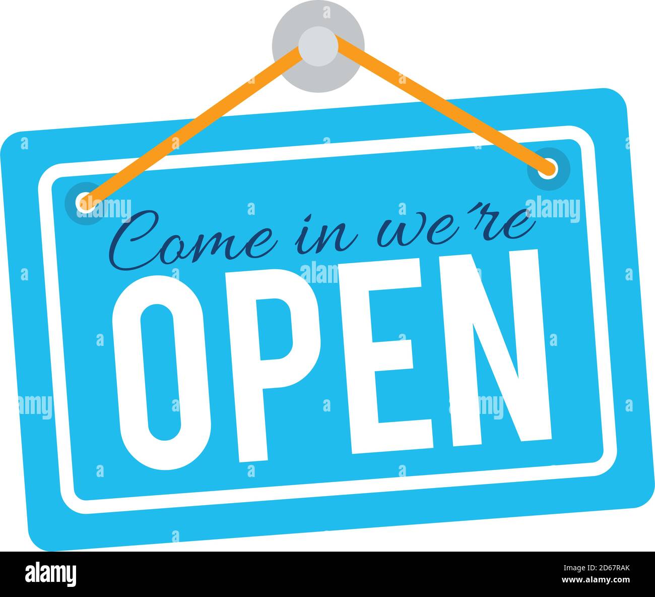 door sign with come in we are open lettering sign over white background ...
