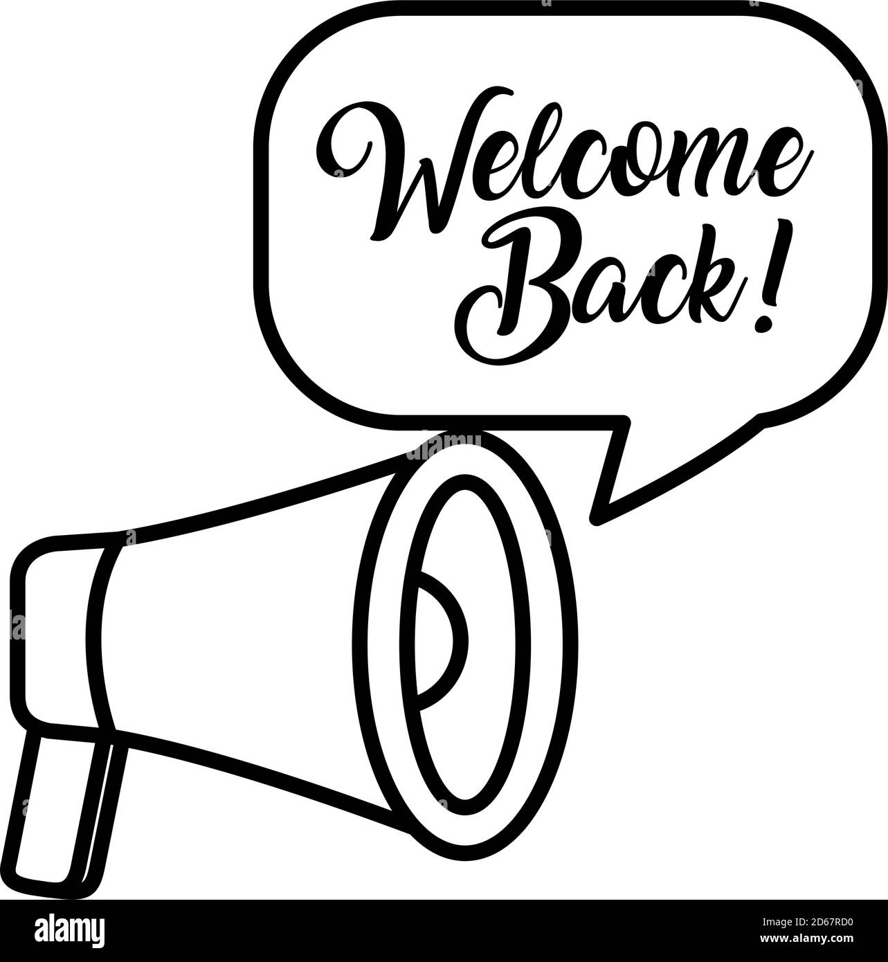 megaphone with welcome back speech buuble sign over white background ...