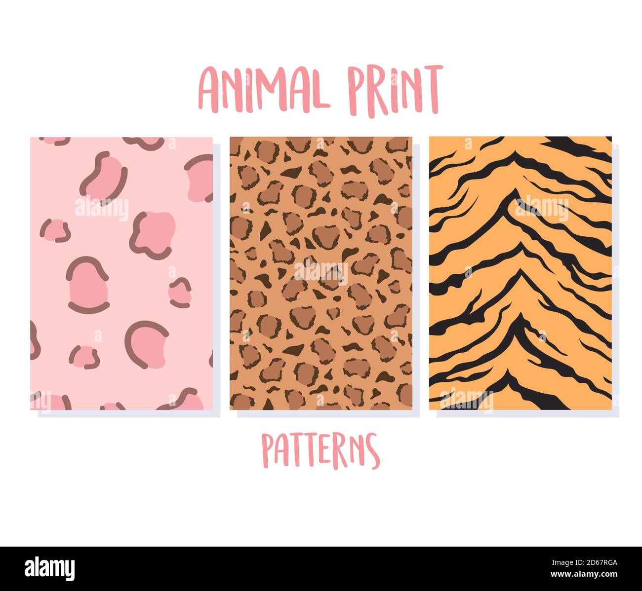 set of animal seamless prints, tiger and leopard patterns vector ...
