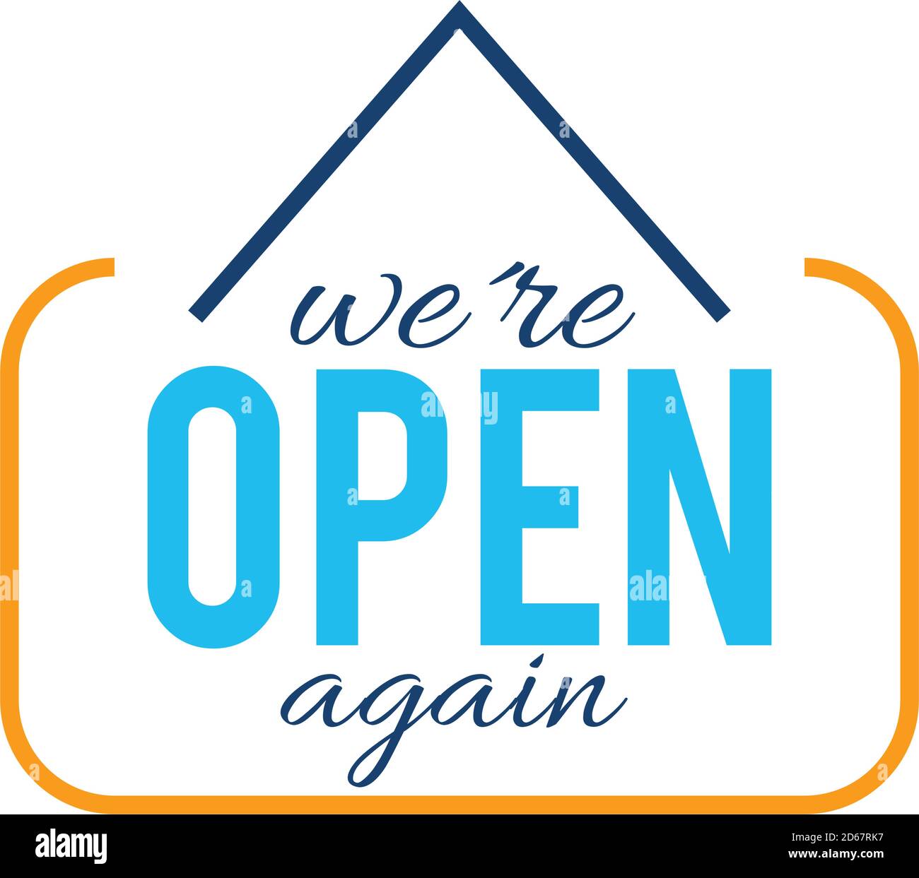 sign of we are open again lettering design over white background, flat ...
