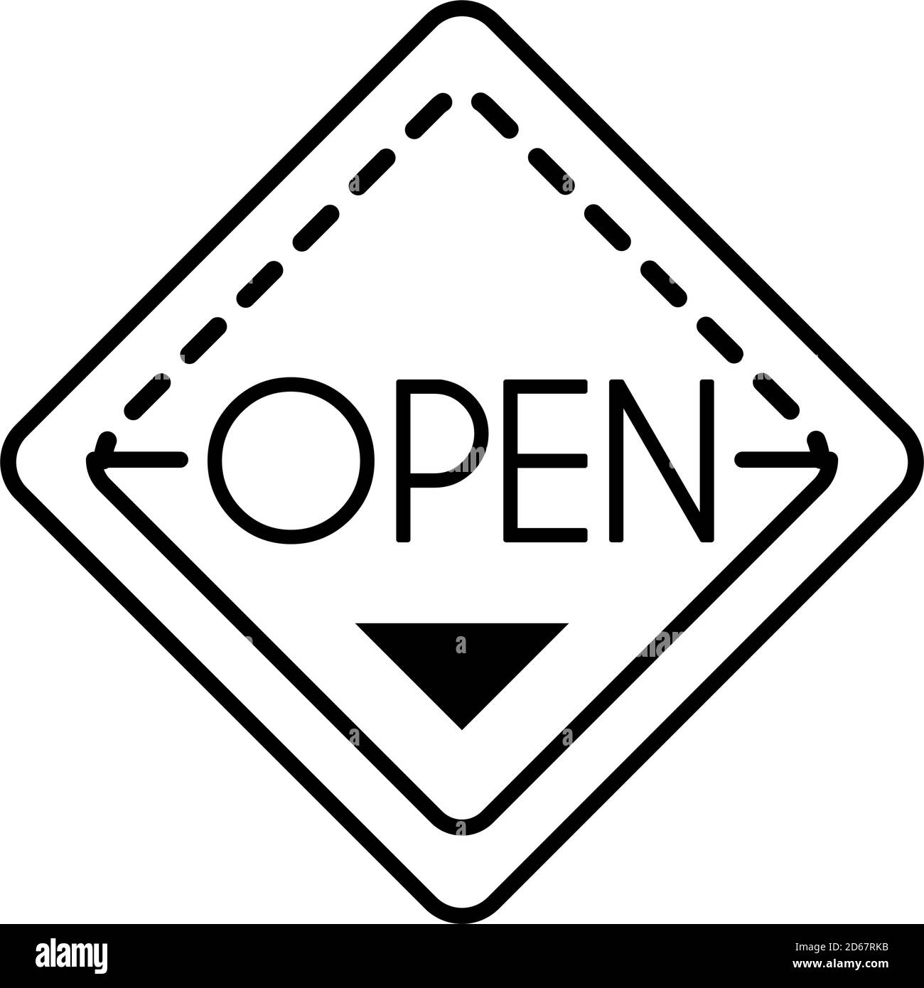 open triangular sign icon over white background, line style, vector ...