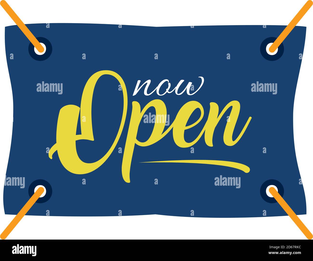 billboard with now open lettering design over white background, flat ...