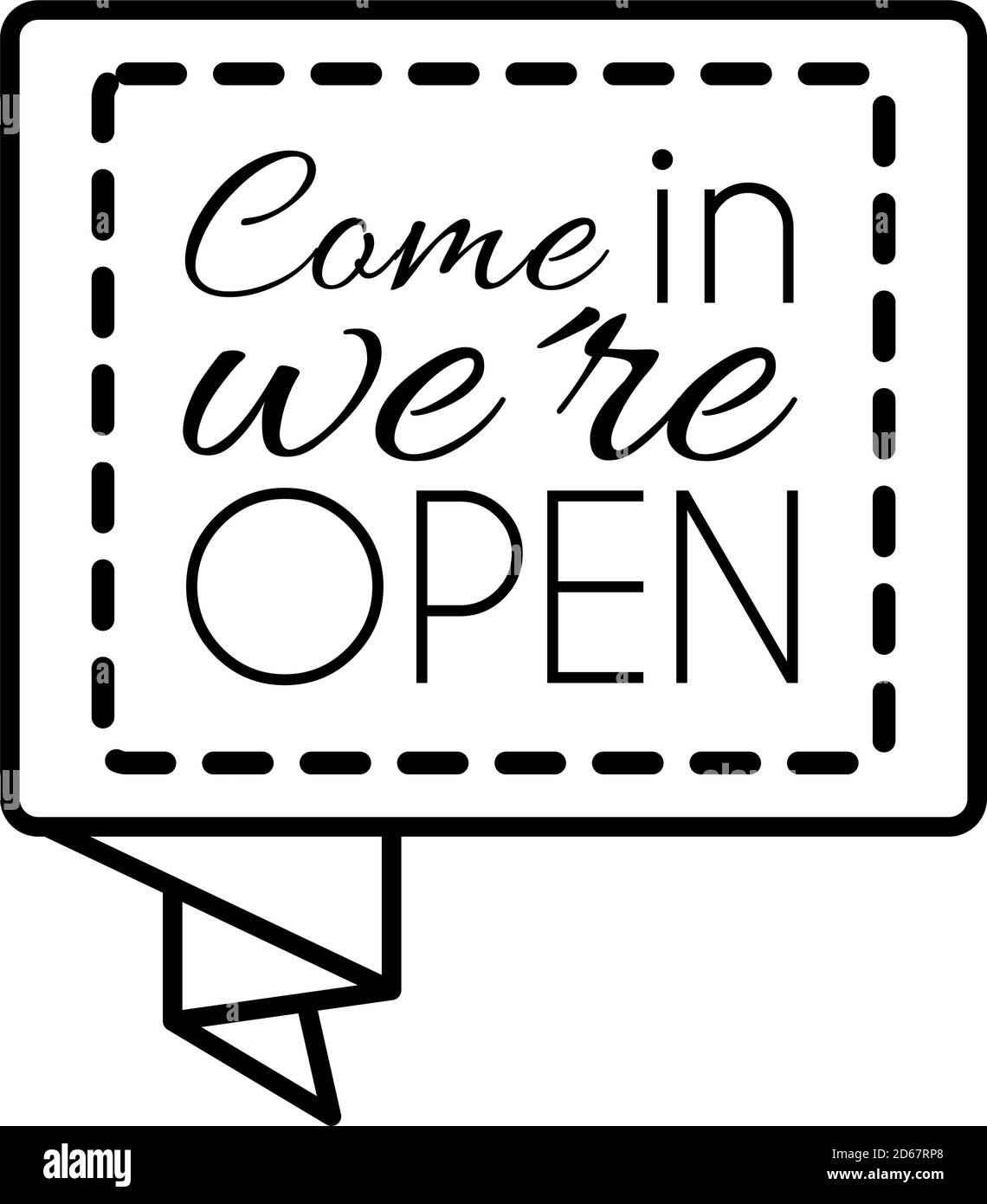 speech square bubble of we are open sign over white background, line ...