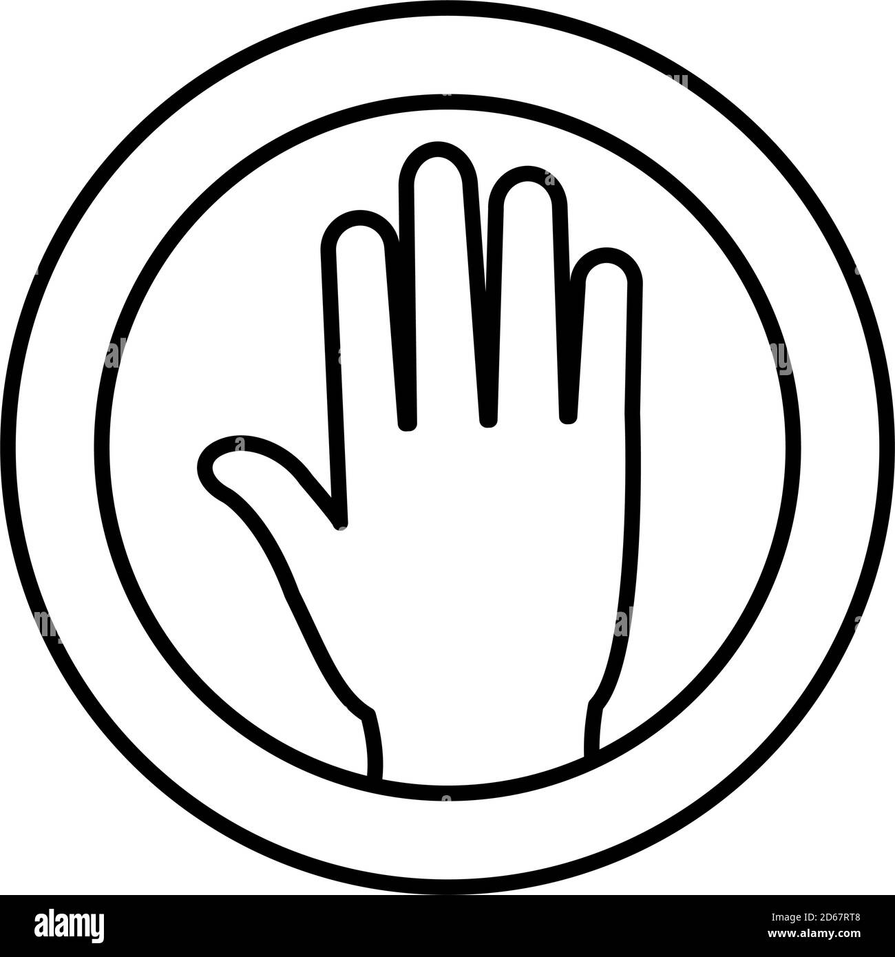 stop hand round sign icon over white background, line style, vector ...