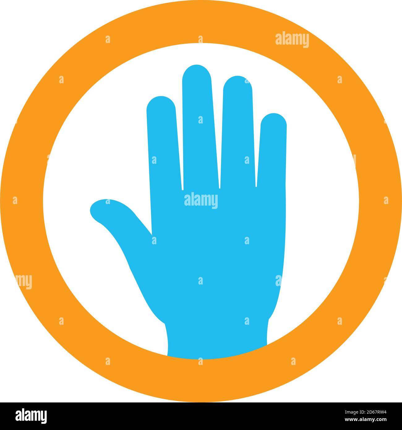 stop hand round sign icon over white background, flat style, vector ...