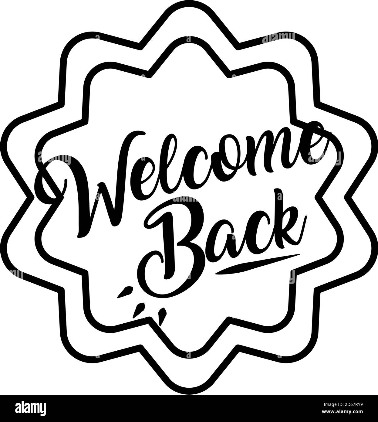 seal with welcome back lettering design over white background, line ...