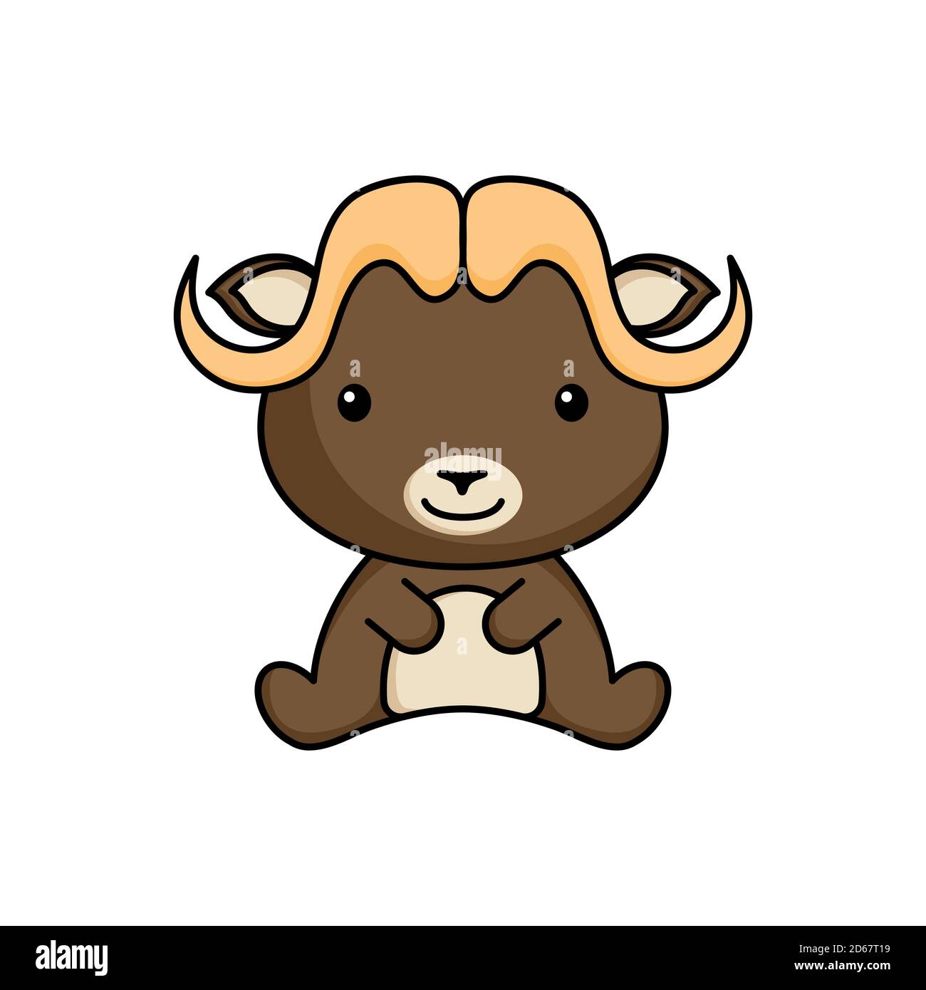 Cute business musk ox icon on white background. Mascot cartoon animal ...