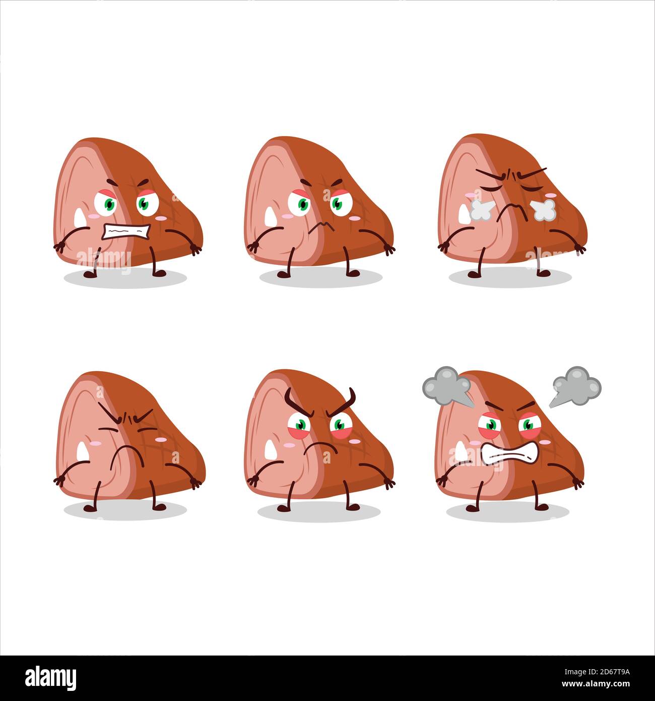 Meat cartoon character with various angry expressions Stock Vector ...