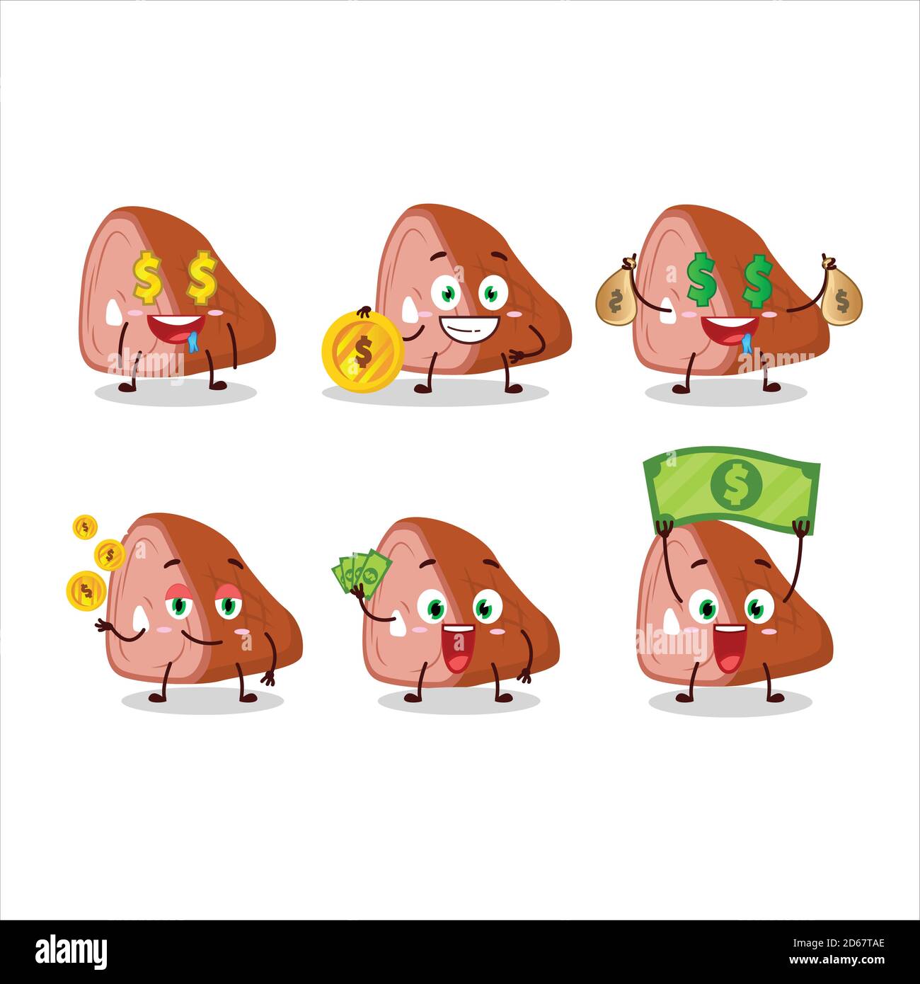 Meat cartoon character with cute emoticon bring money Stock Vector ...