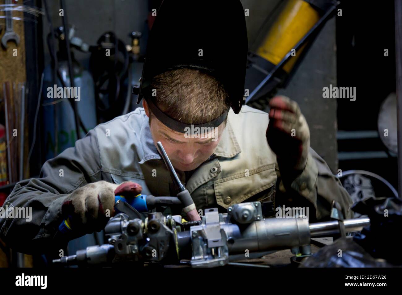 Close-up portrait of a welder in the workplace Stock Photo - Alamy