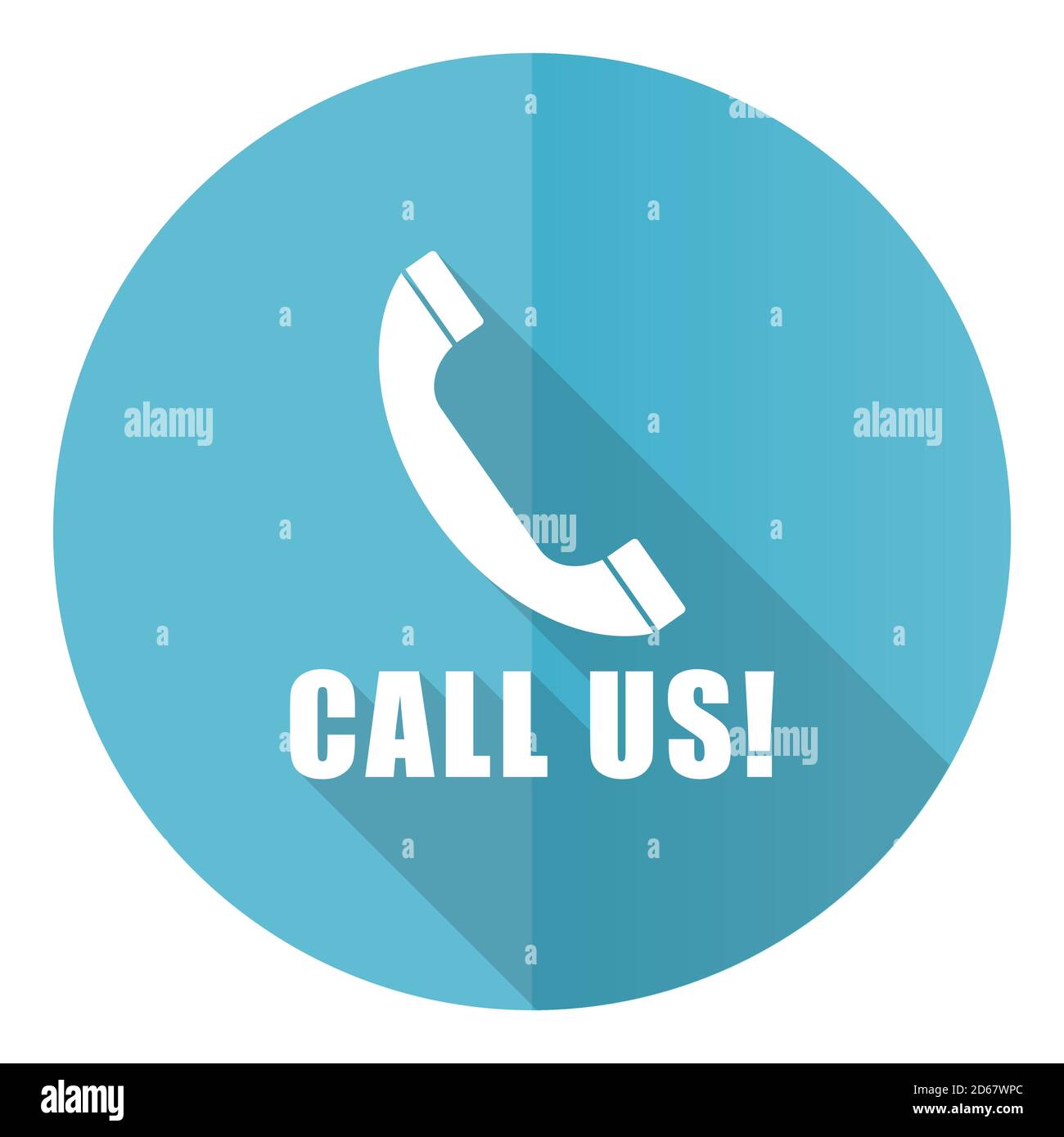Call us vector icon, flat design blue round web button isolated on ...