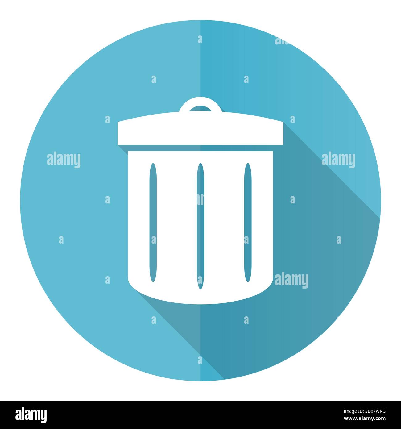 Recycle vector icon, flat design blue round web button isolated on ...