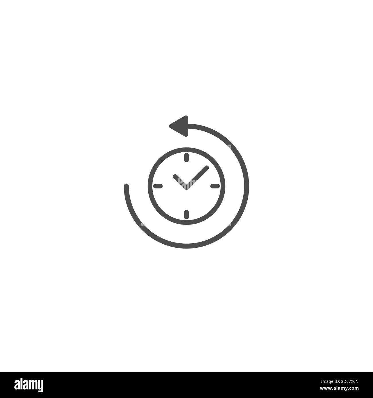 clock with and round arrow. Flat icon isolated on white. Repeat clock ...