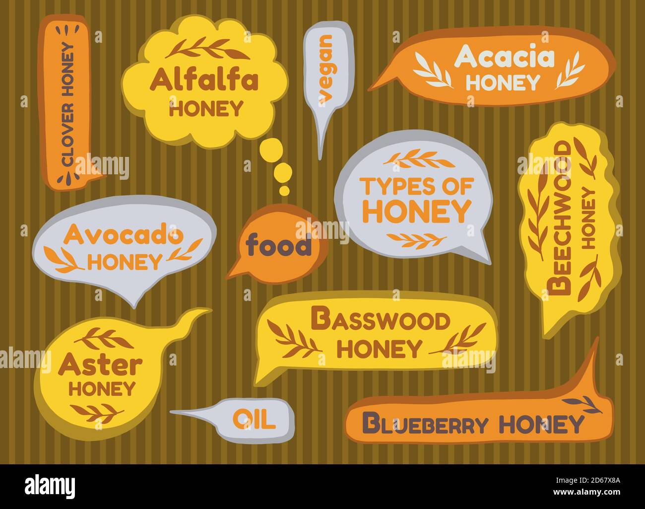 Speech text lable type honey set. Collection design name designation ...