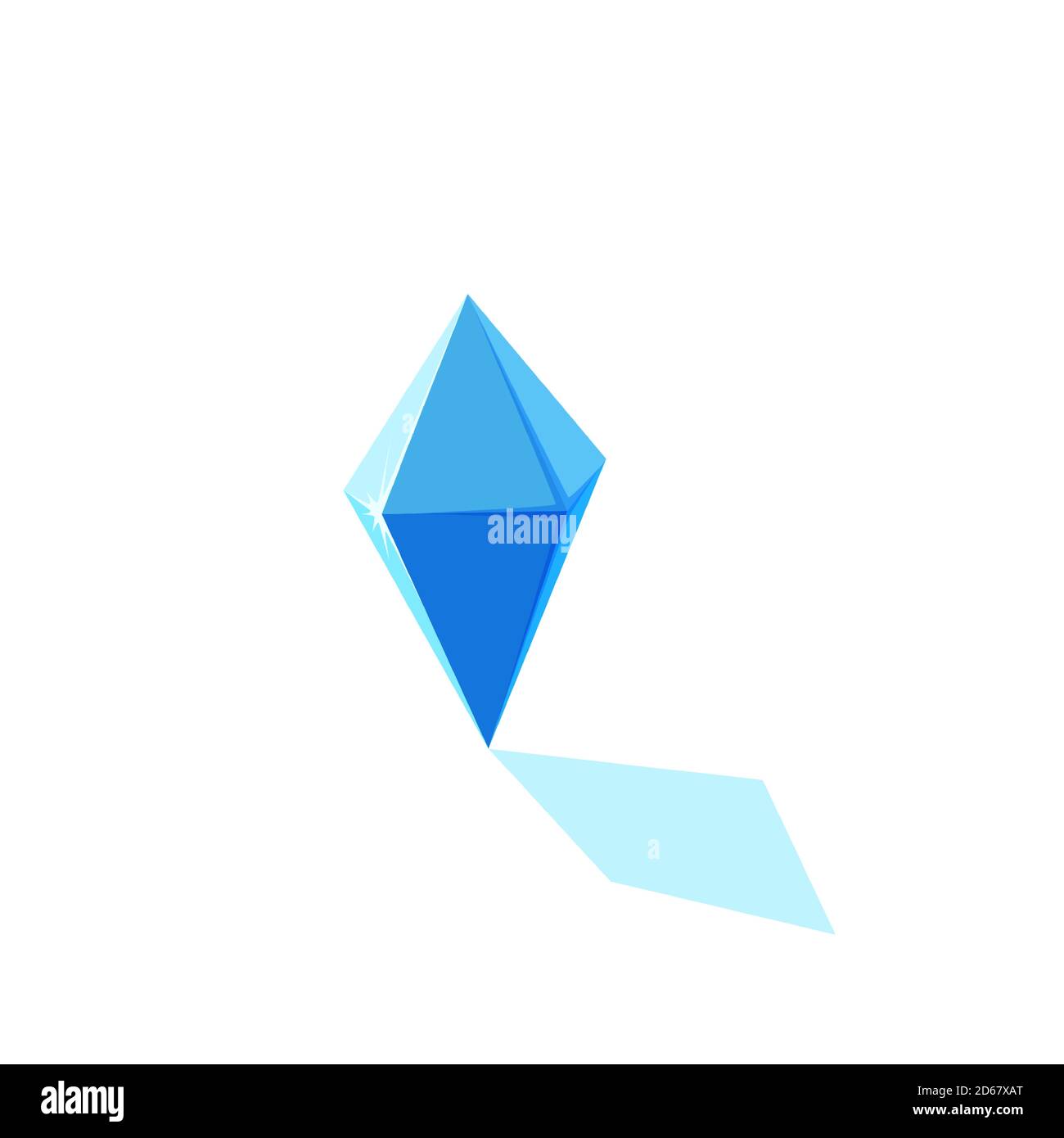 Ice crystal prism or gem with shade. Frozen piece of ice for game ...