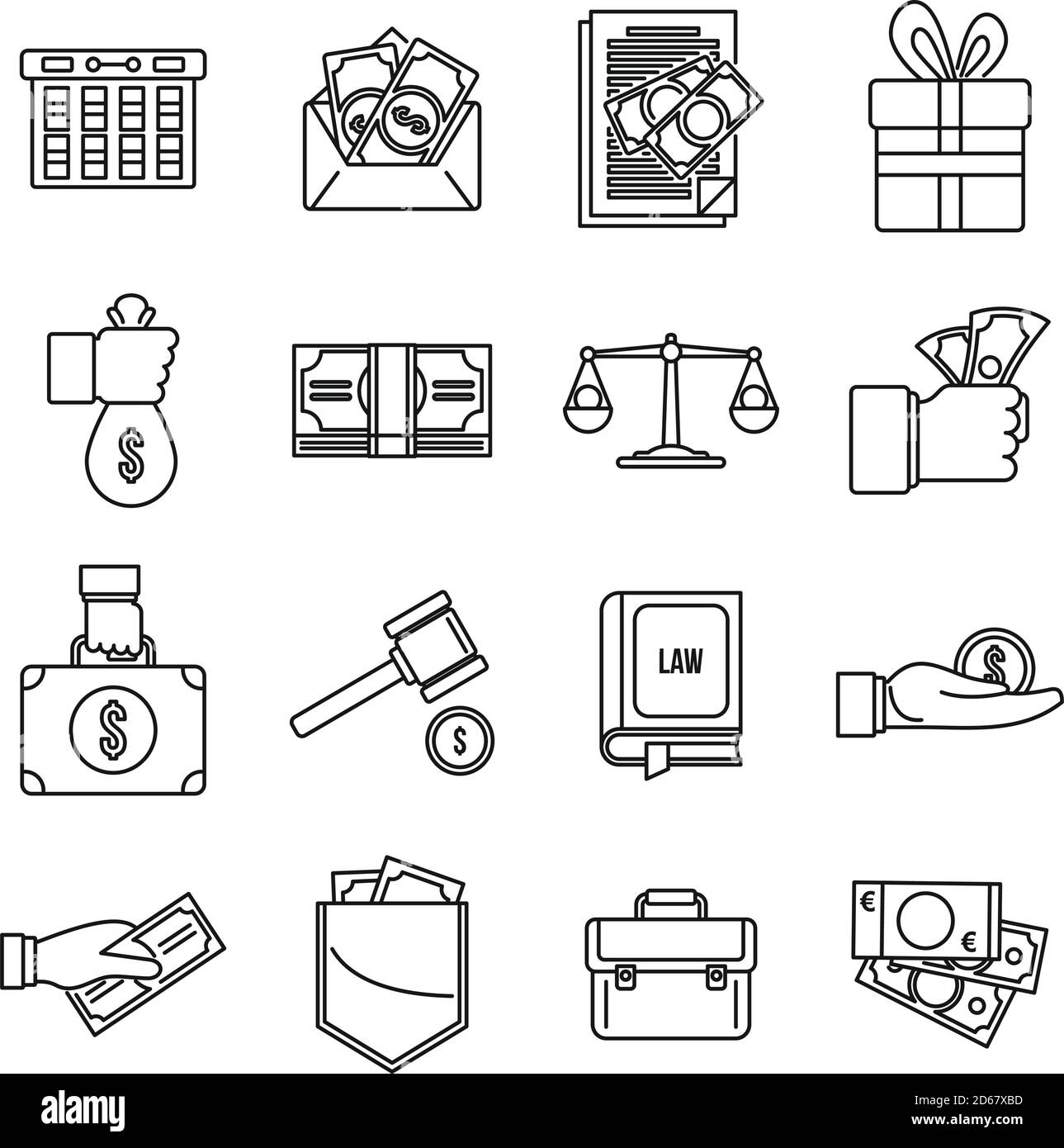 Corruption bribery icons set. Outline set of corruption bribery vector ...