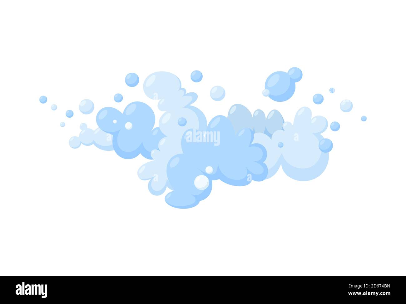 Foam made of soap or clouds. Isolated light blue foam and bubbles for ...