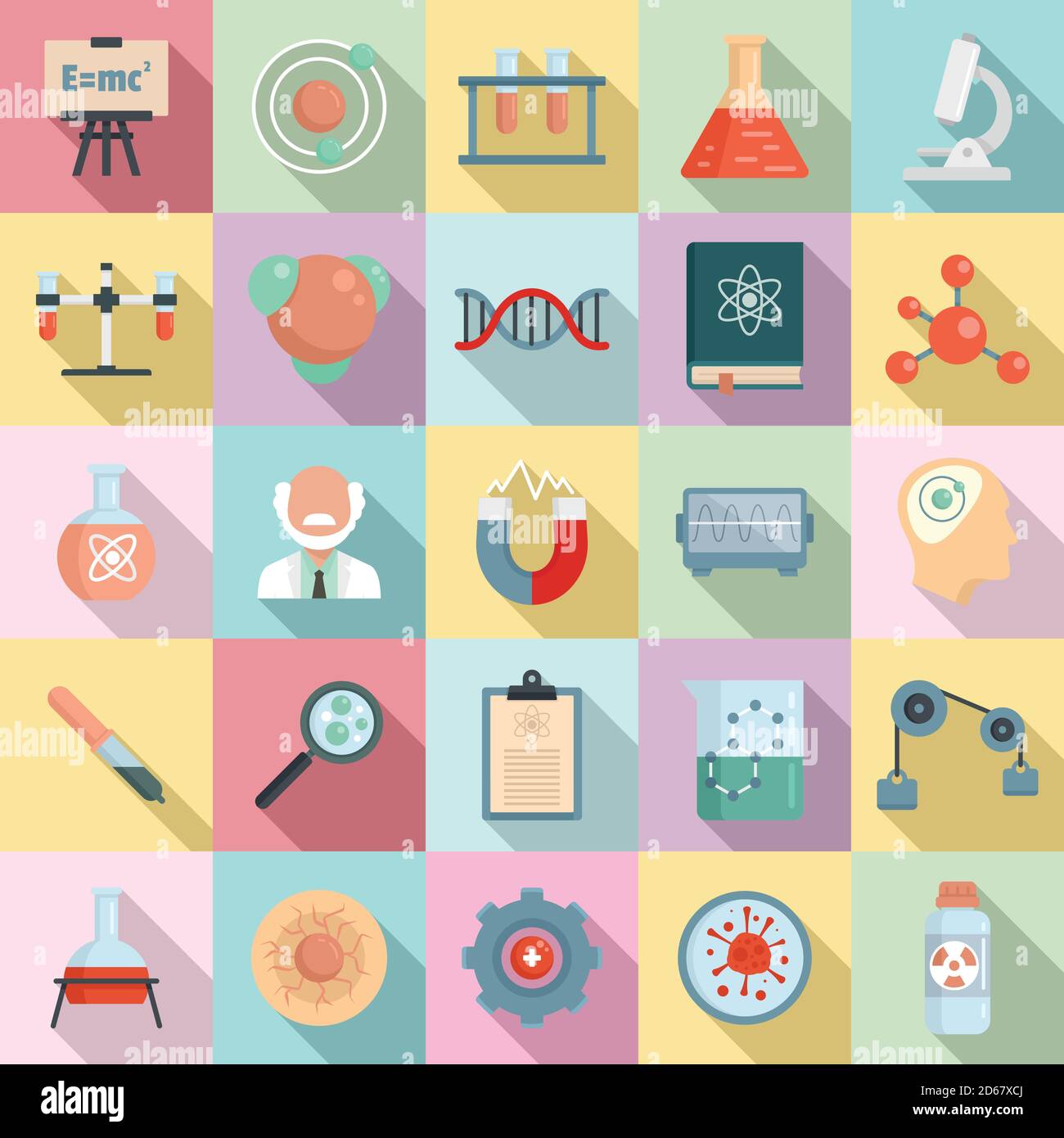 Biophysics icons set. Flat set of biophysics vector icons for web ...