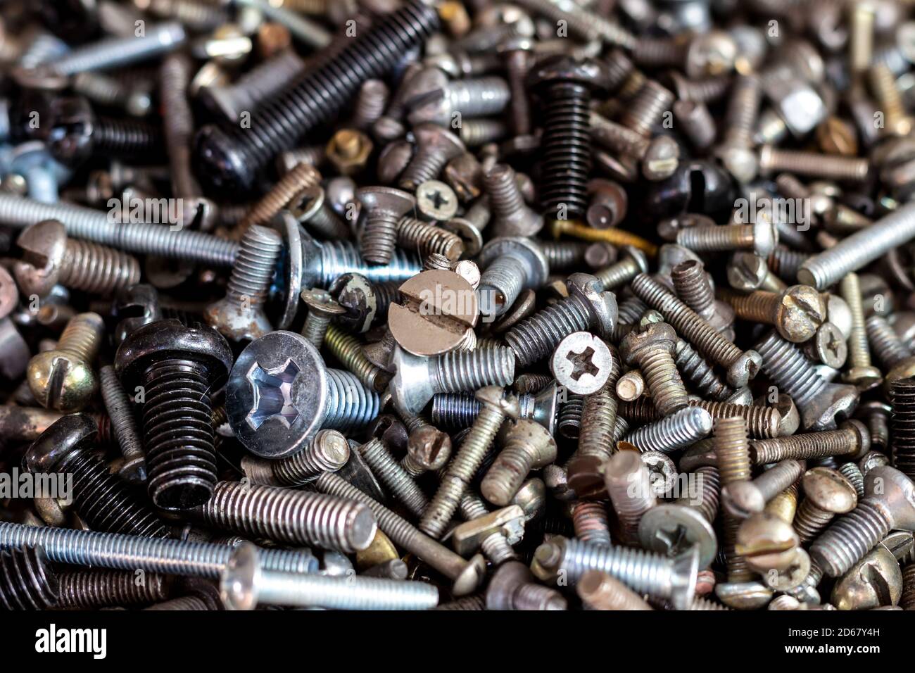 A bunch of screws, different sizes and diameters, with different slots ...