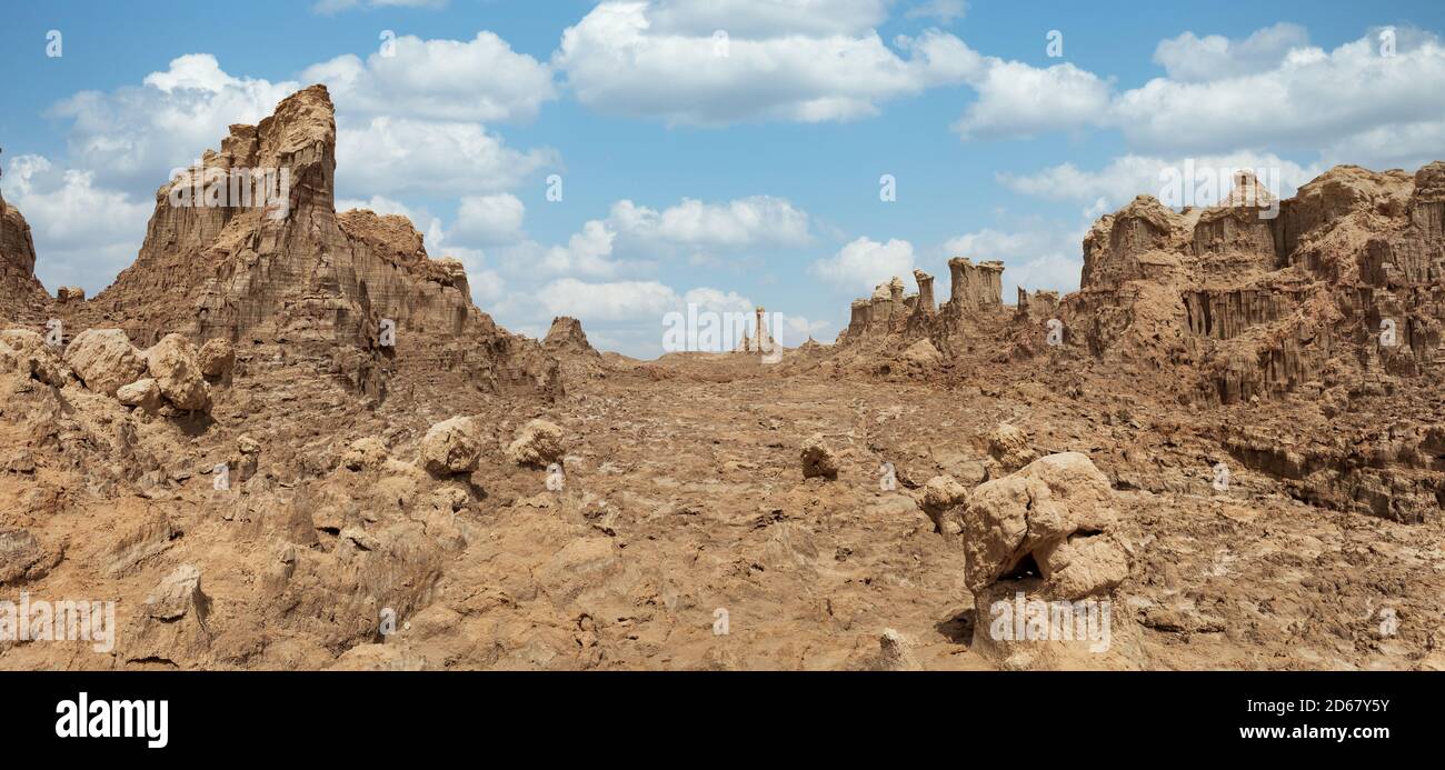 impressive rock formations rise in the Danakil depression like stone ...