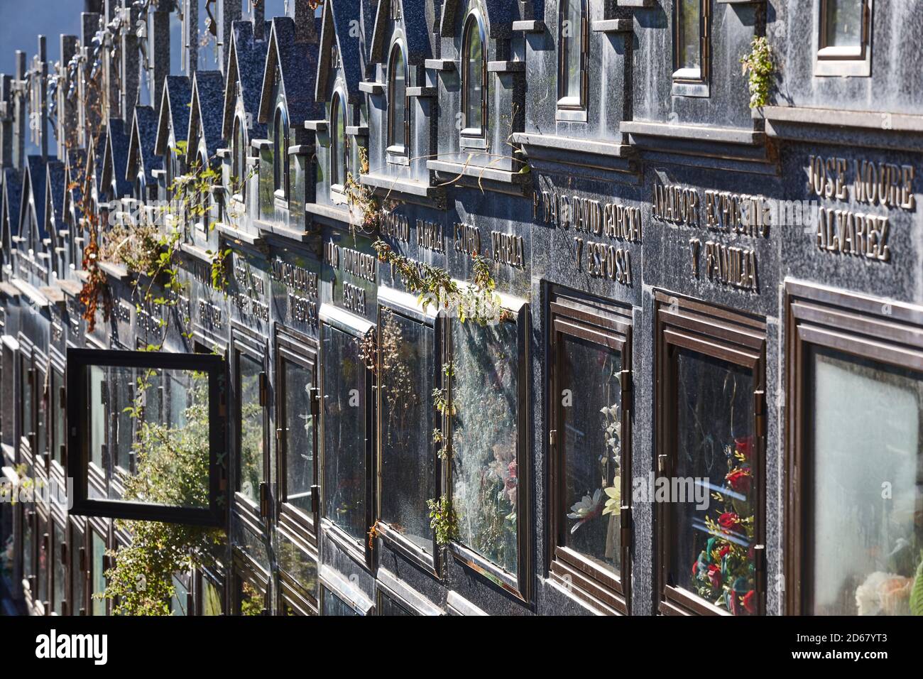Cemetery with several tombstone on a hill. Religion death place Stock ...