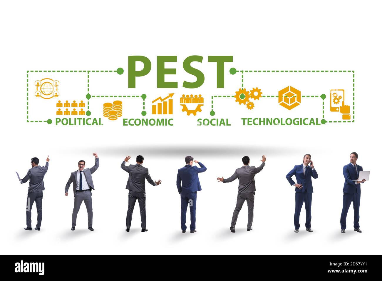 Business people in the PEST analysis business concept Stock Photo - Alamy