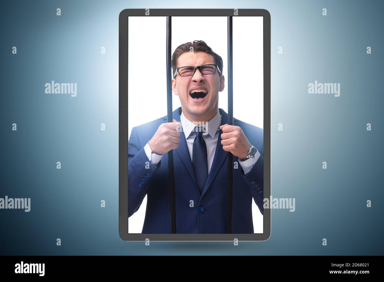 Online and internet dependency concept with businessman Stock Photo - Alamy