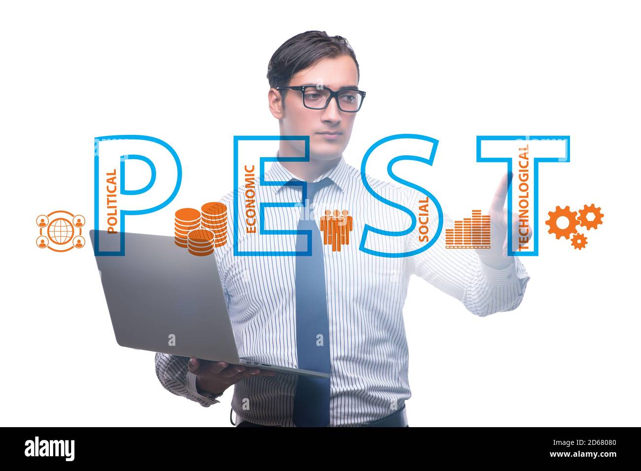 Business people in the PEST analysis business concept Stock Photo - Alamy