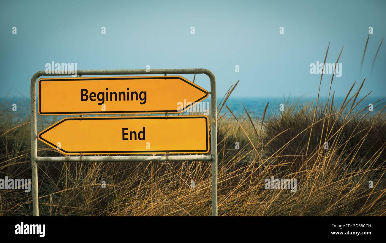 Street Sign the Direction Way to Beginning versus End Stock Photo - Alamy